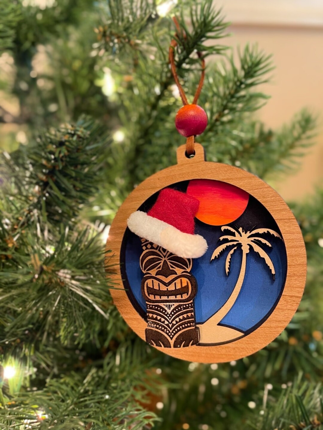 Tiki Santa Christmas Organic Cherry Ornament - Etsy