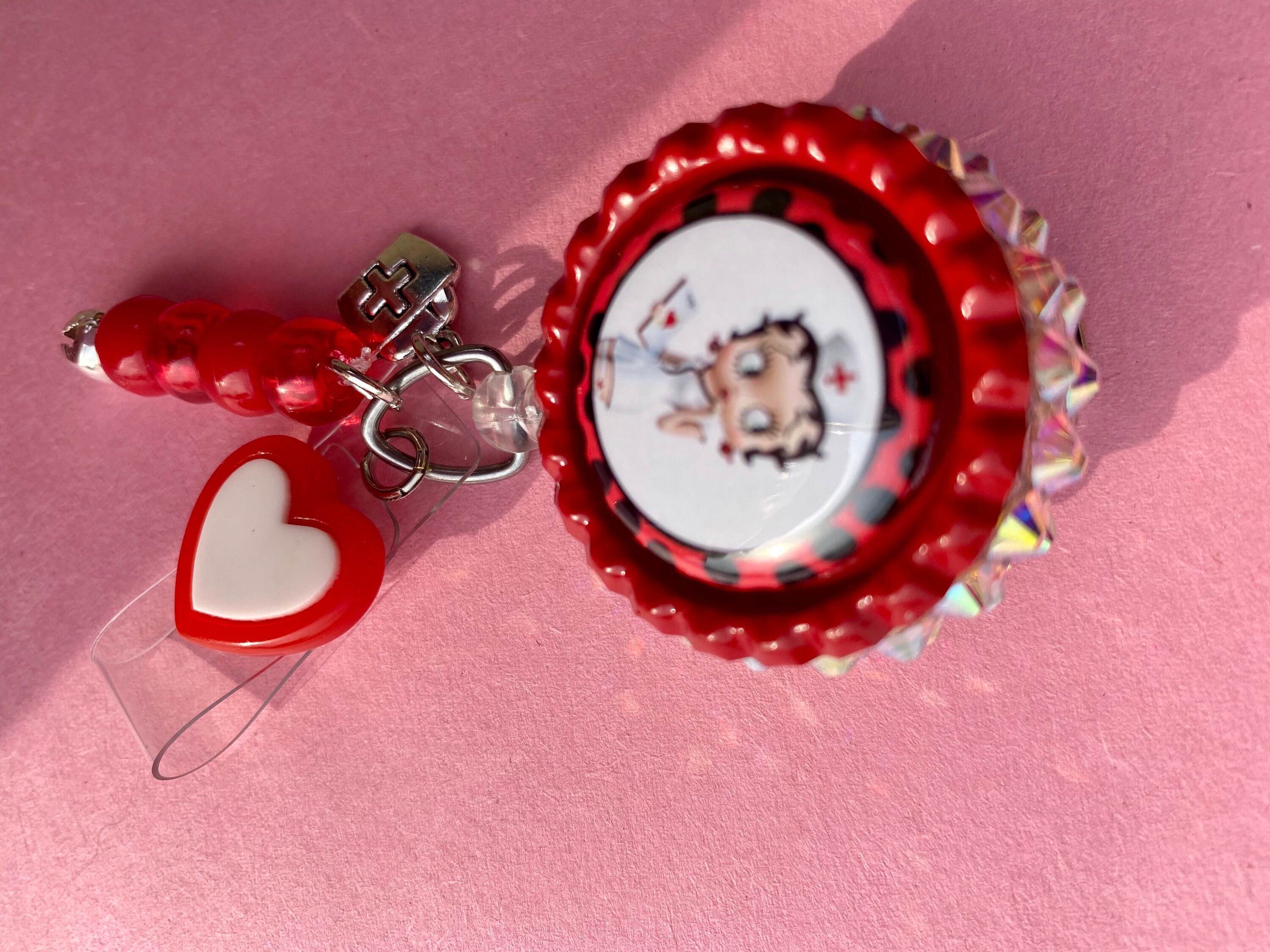 Bling Rhinestone Nurse Betty Boop Inspired Red Badge Reel - Etsy