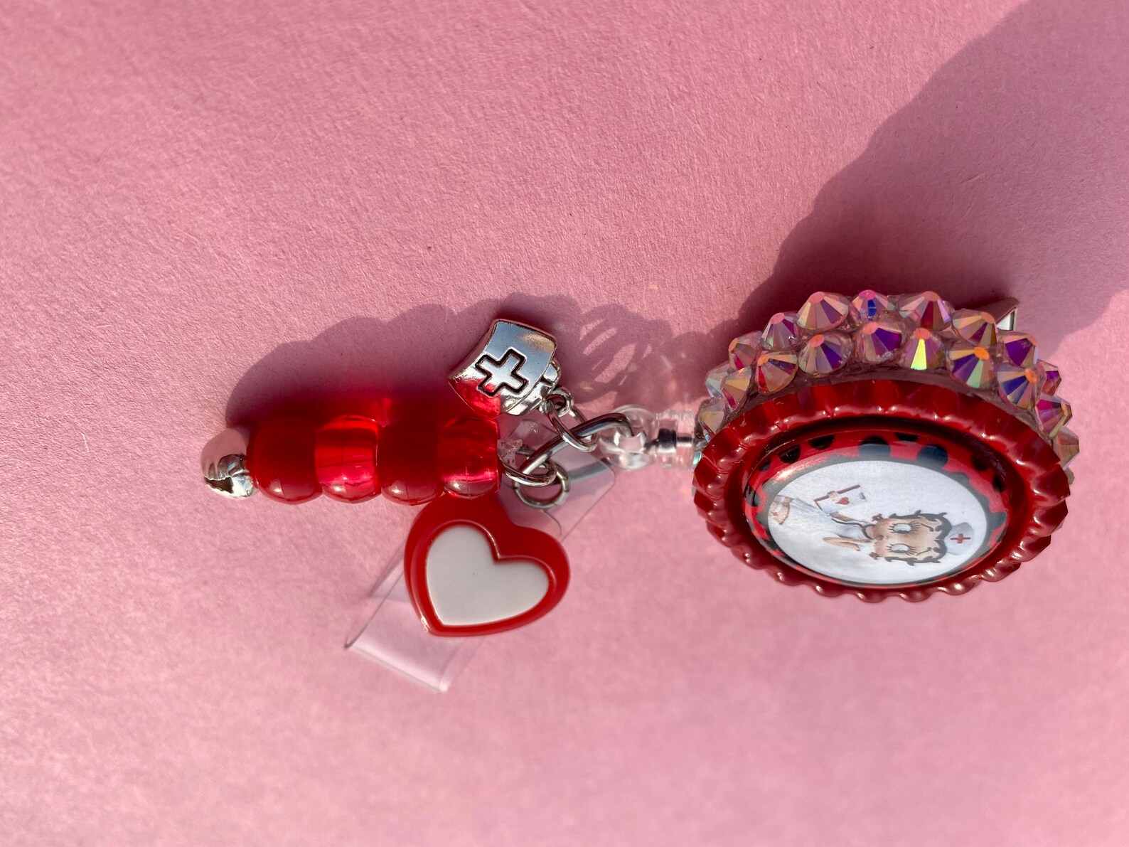 Bling Rhinestone Nurse Betty Boop Inspired Red Badge Reel - Etsy