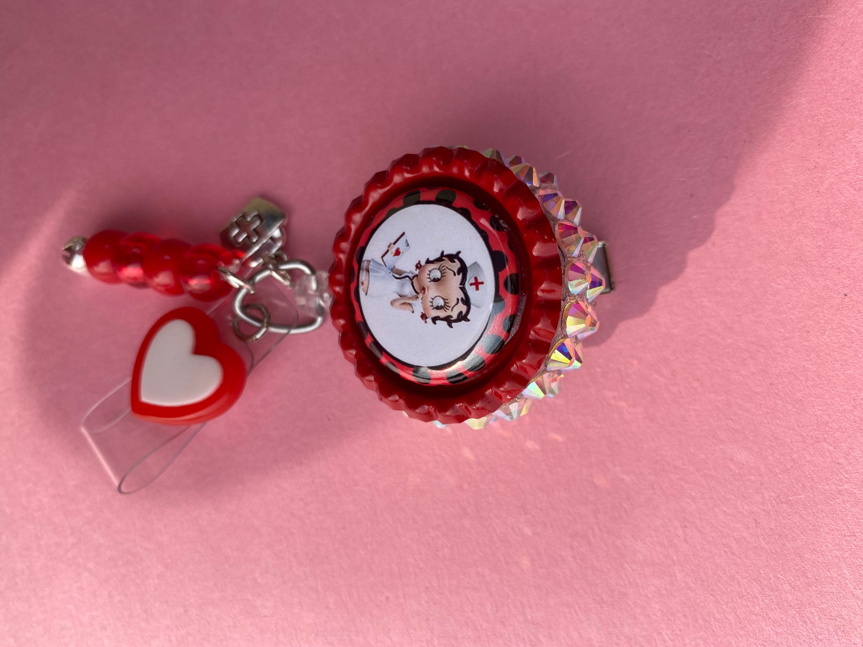 Bling Rhinestone Nurse Betty Boop Inspired Red Badge Reel - Etsy