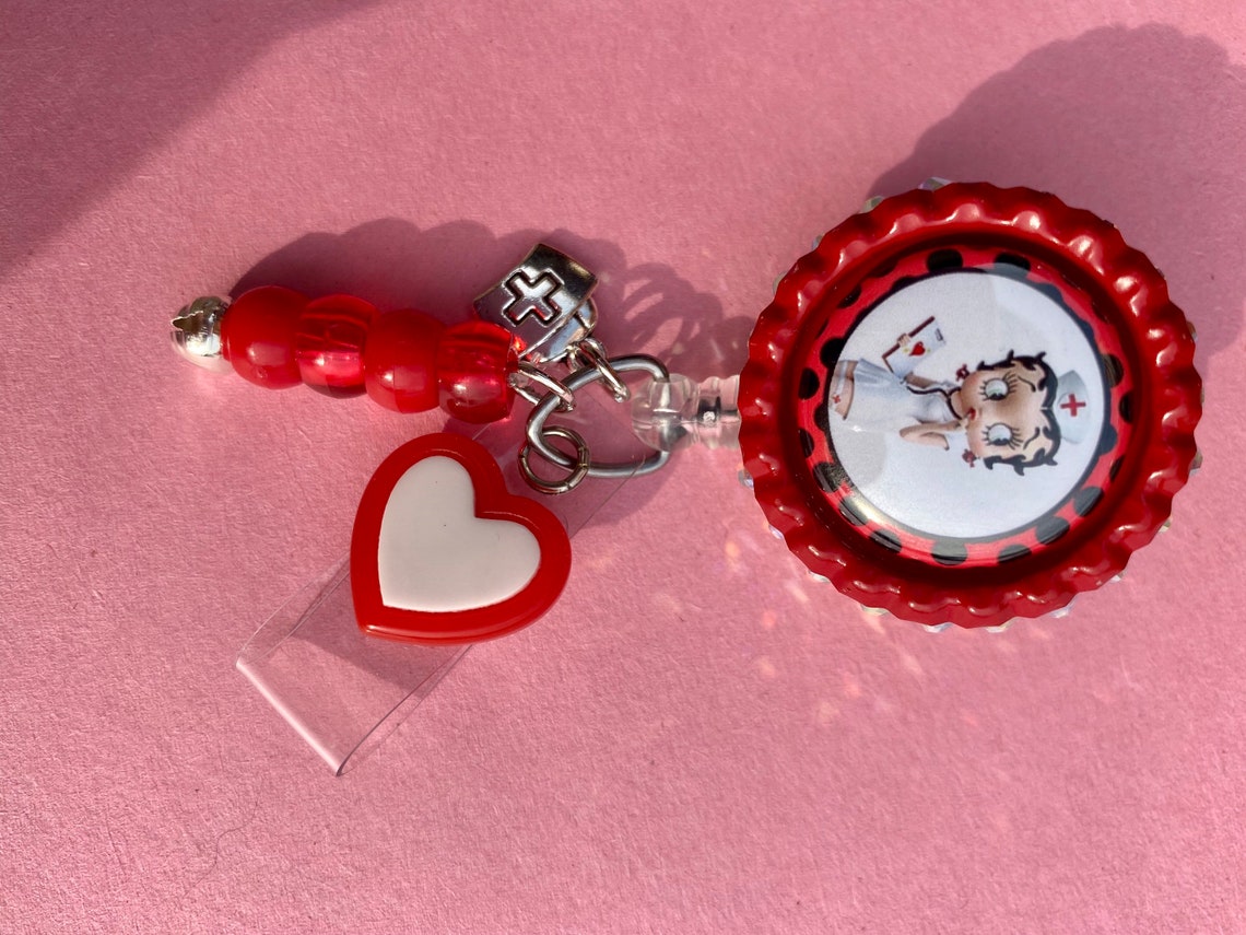 Bling Rhinestone Nurse Betty Boop Inspired Red Badge Reel - Etsy