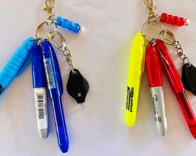 Badge Reel Clip-on Accessories, mini Sharpie, Pen, Highlighter, and Led ...