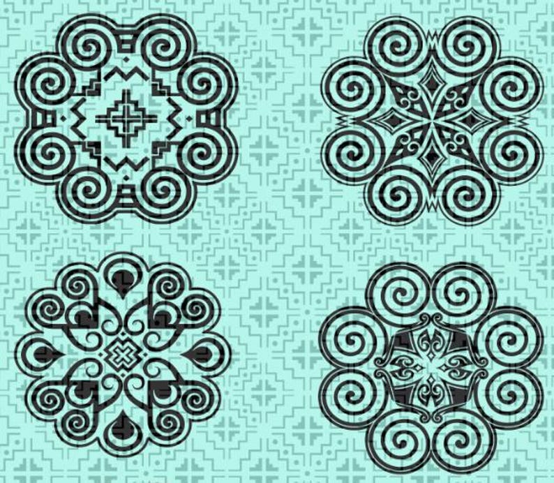 A Pack of 20 Hmong Elephant Foot Designs, SVG & PNG. Digital Download ...