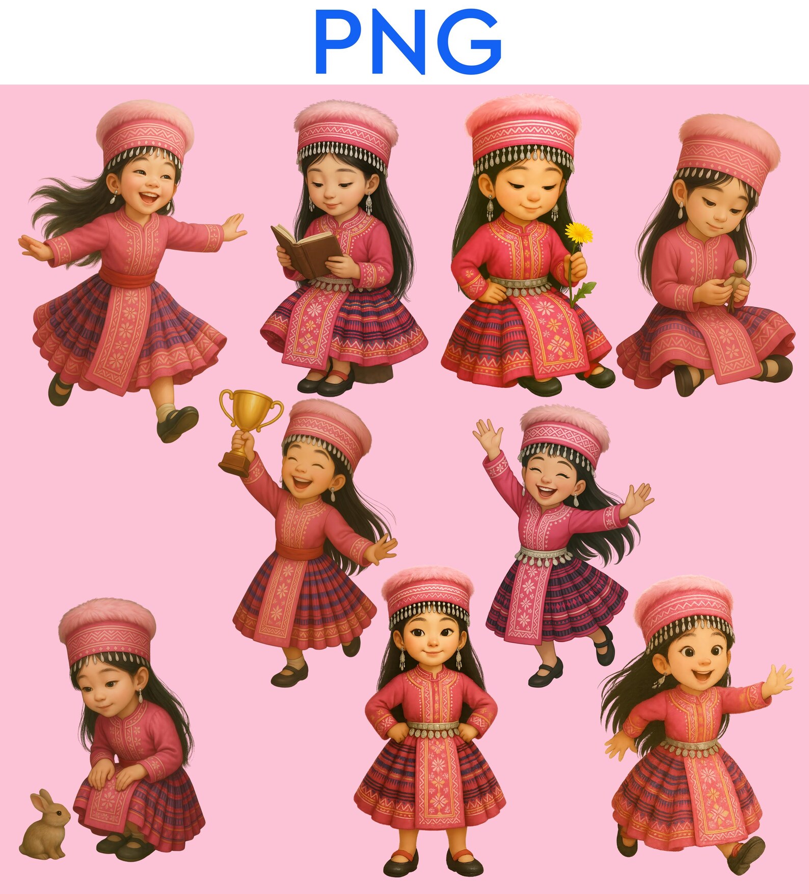 Hmong Clipart PNG | Traditional Hmong Outfit Illustrations ...