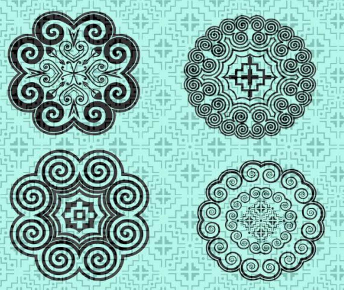 A Pack of 20 Hmong Elephant Foot Designs, SVG & PNG. Digital Download ...