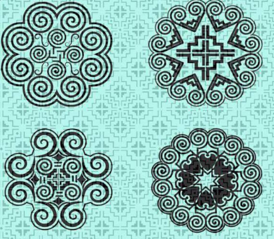 A Pack of 20 Hmong Elephant Foot Designs, SVG & PNG. Digital Download ...