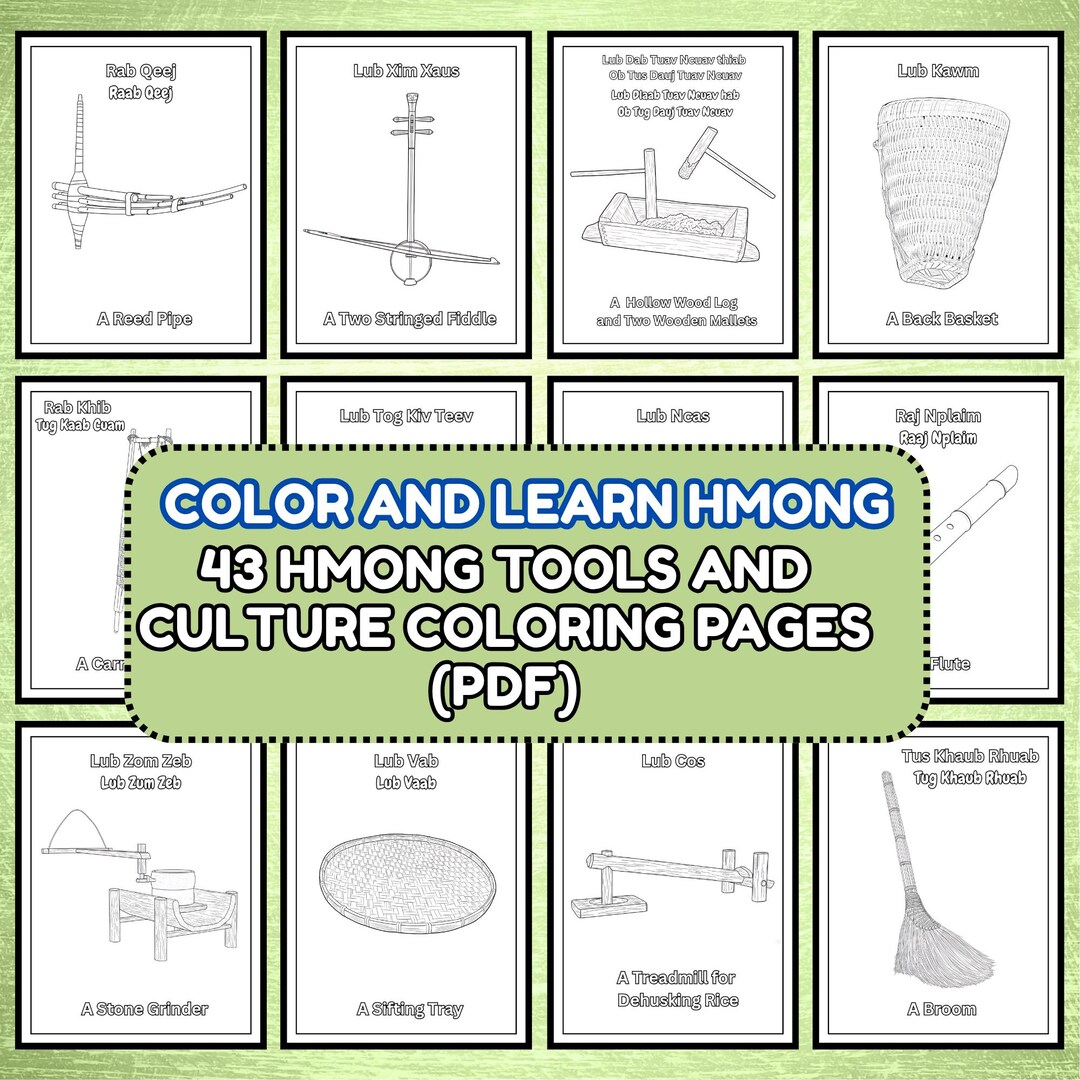 43 Hmong Traditional Tools and Culture Coloring Pages |hmong Musical ...