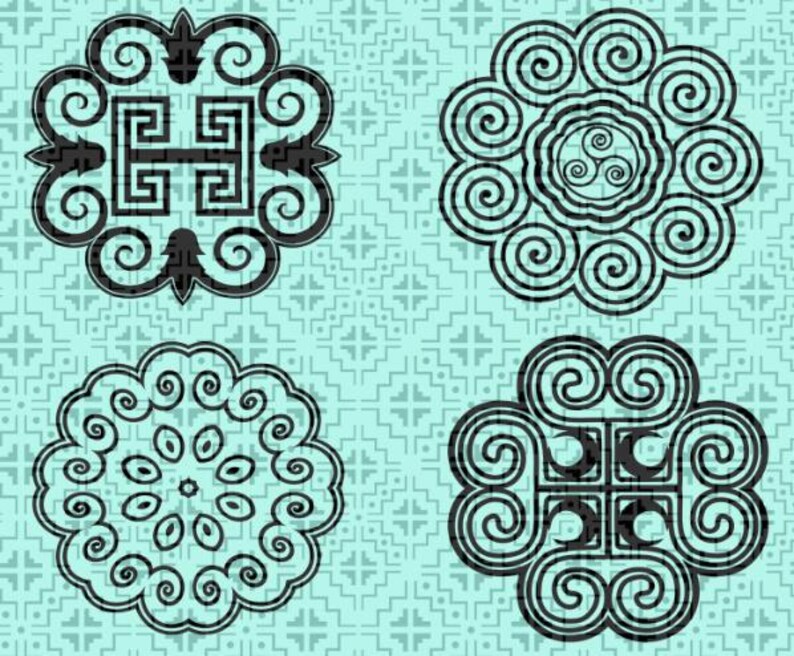 A Pack of 20 Hmong Elephant Foot Designs, SVG & PNG. Digital Download ...