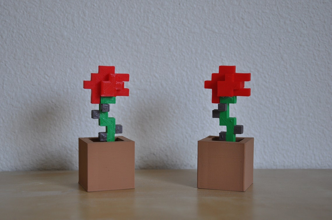THE ORIGINAL 4-inch Minecraft Style Rose 3D Printed - Etsy