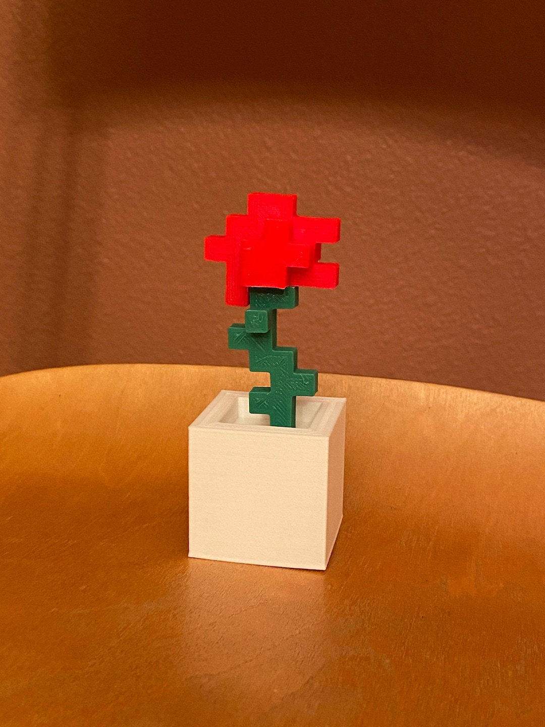 BASE Minecraft Style Rose 3D Printed UNPAINTED Flower Figurine Gift ...