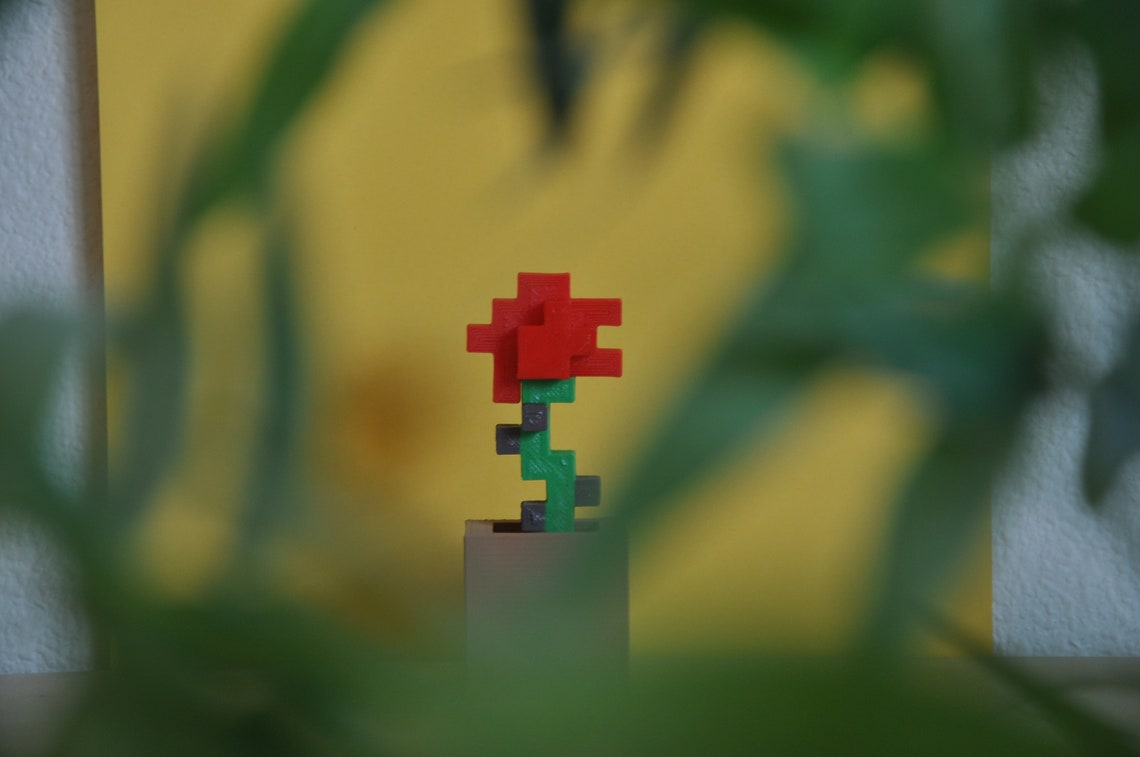 THE ORIGINAL 4-inch Minecraft Style Rose 3D Printed - Etsy