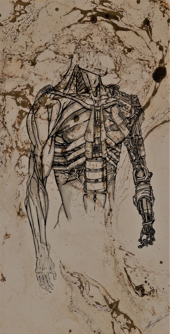 Cyberpunk Sci Fi Skeleton original Illustration - Etsy