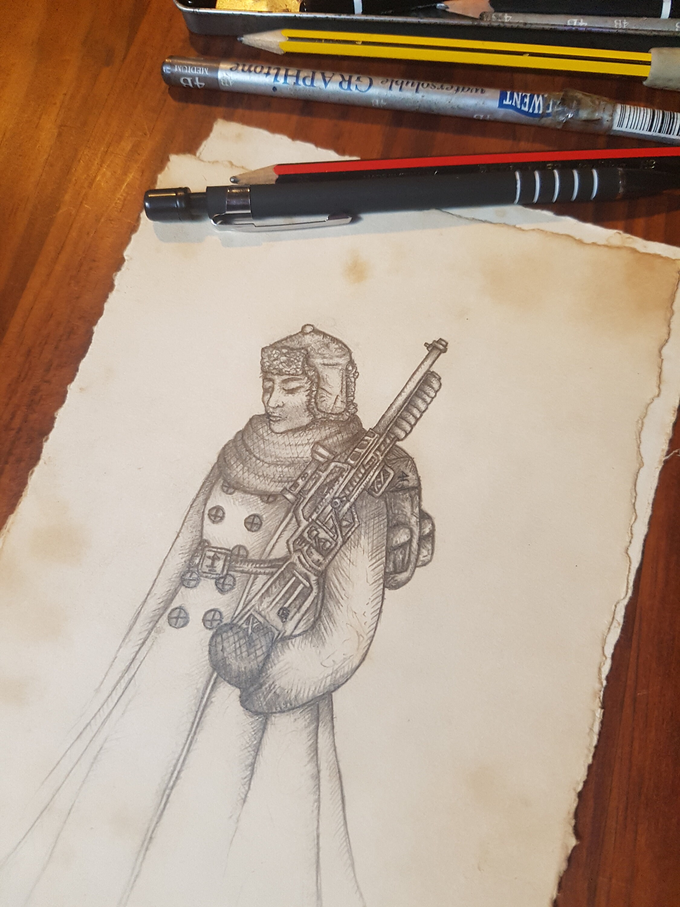 Fantasy Steampunk Winter Commander Ilustración original - Etsy España