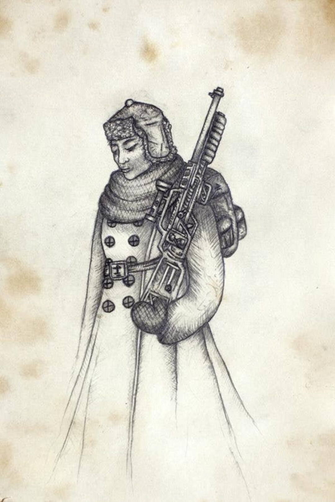 Fantasy Steampunk Winter Commander Ilustración original - Etsy España