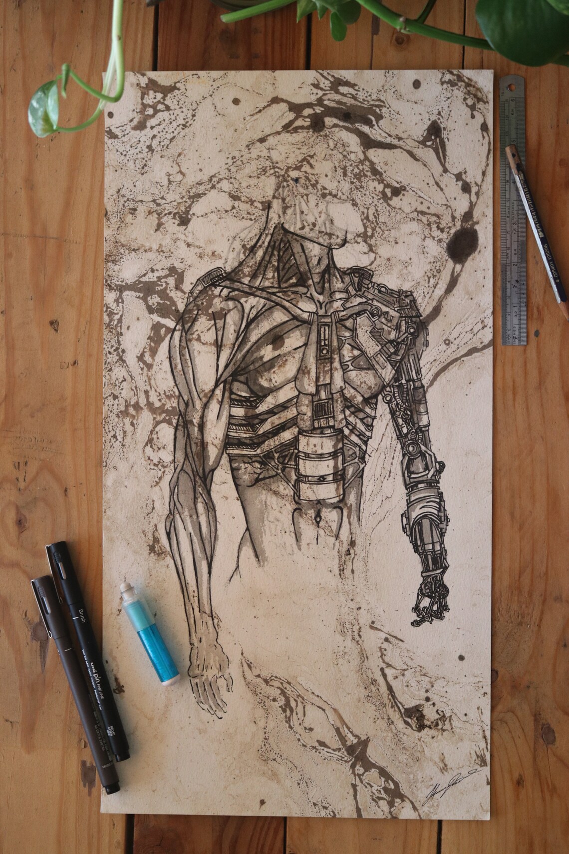 Cyberpunk Sci Fi Skeleton original Illustration - Etsy Australia