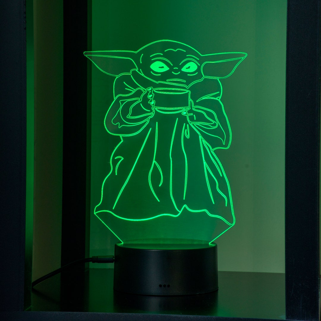 Baby Yoda LED 3D Illusion Lamp - Mandalorian Inspired - Laser Engraved ...