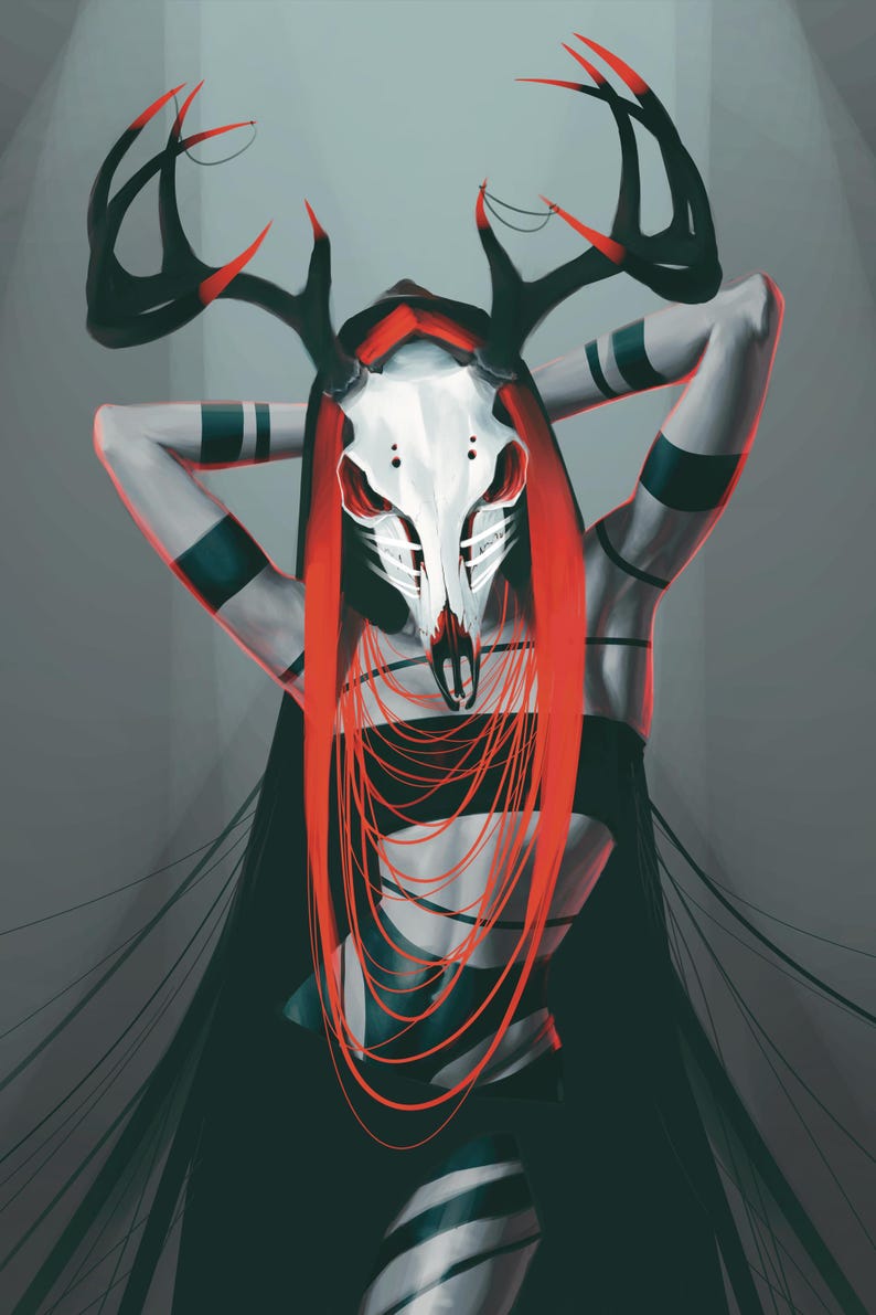 Dark Body Horror Digital Art Print Gothic Home Decor Creepy Spooky Wall ...