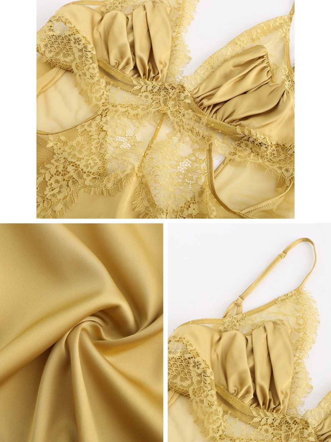 Pleated Bra Lace Trim with Cut Out Detail Slip Dress2 | Etsy