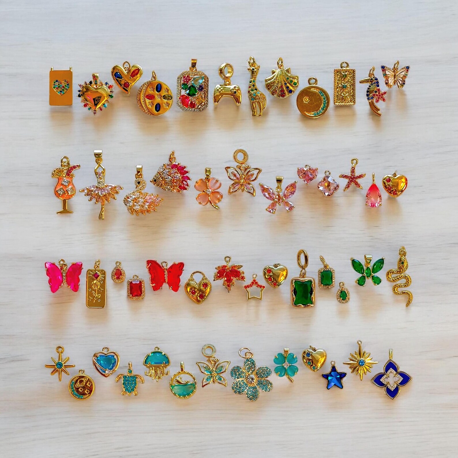 Gold & Rainbow Crystal Charms: DIY Jewelry Add-on, Custom Personalized ...