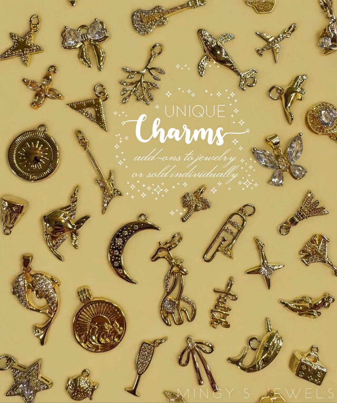 Gold & Crystal Charms: DIY Jewelry Add-on, Custom Personalized Charm ...