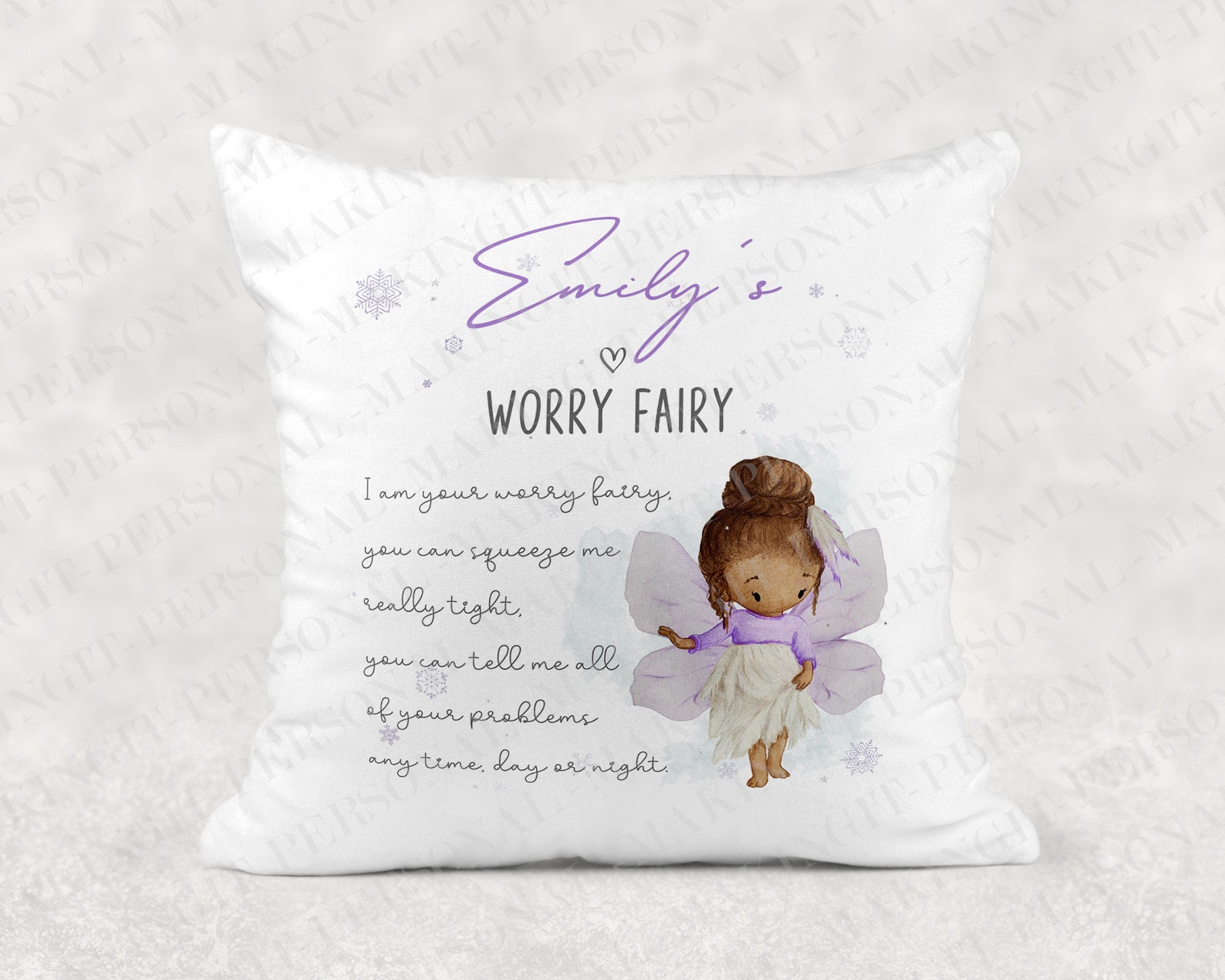 Personalised Fairy Worry Cushion -lilac - Etsy UK