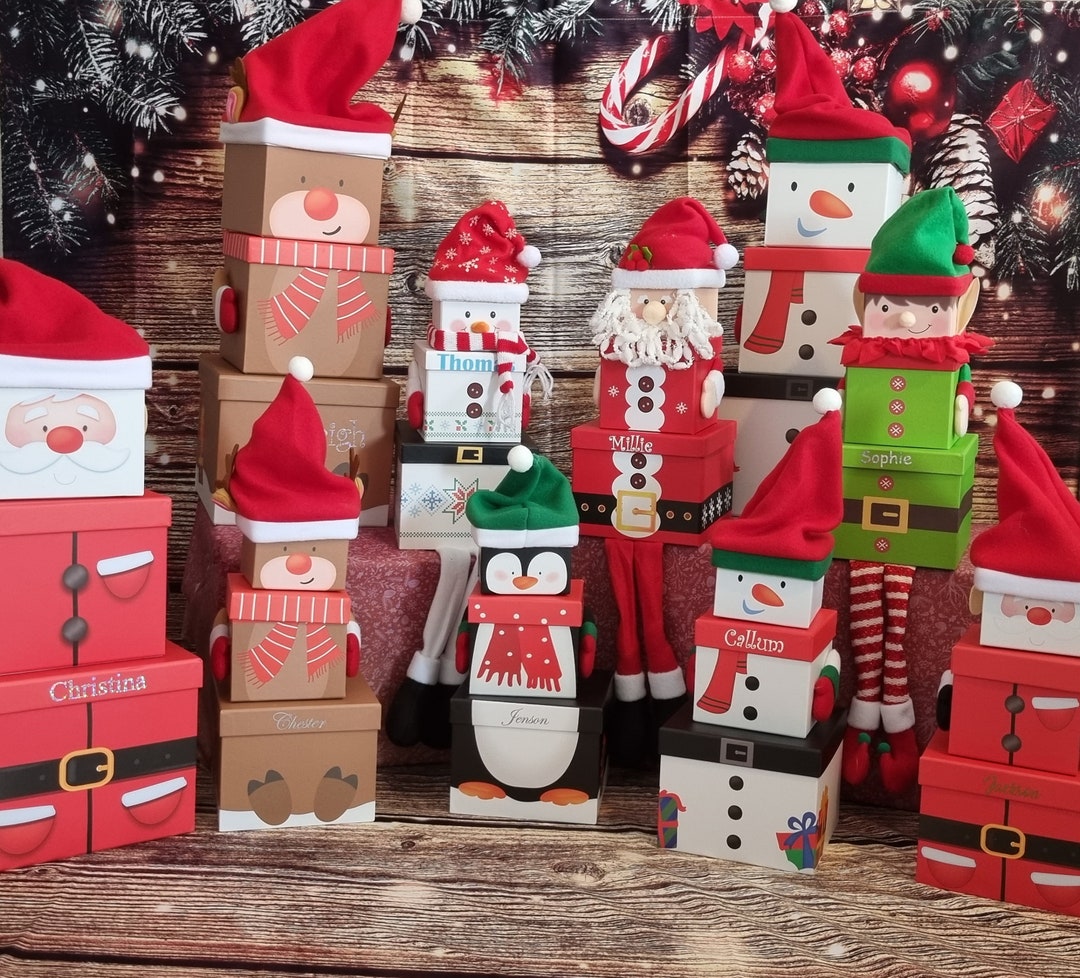 Christmas Personalised Gift Box, Christmas Eve Stackable Box, , Elf ...