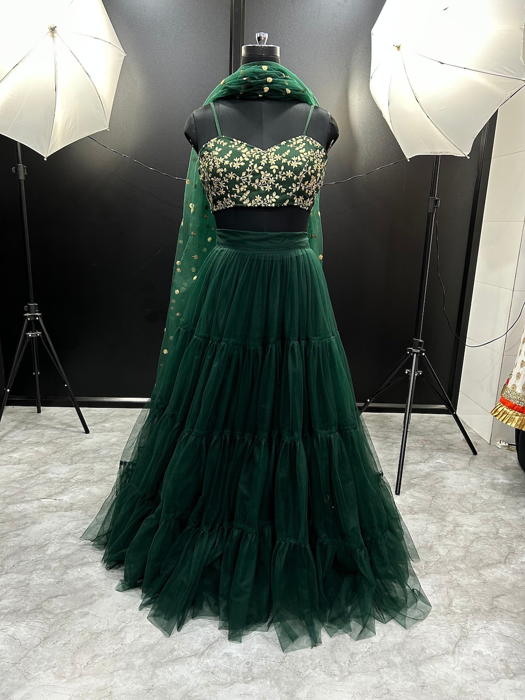Green Lehenga Choli for Women or Girls Ready to Wear Indian Wedding ...