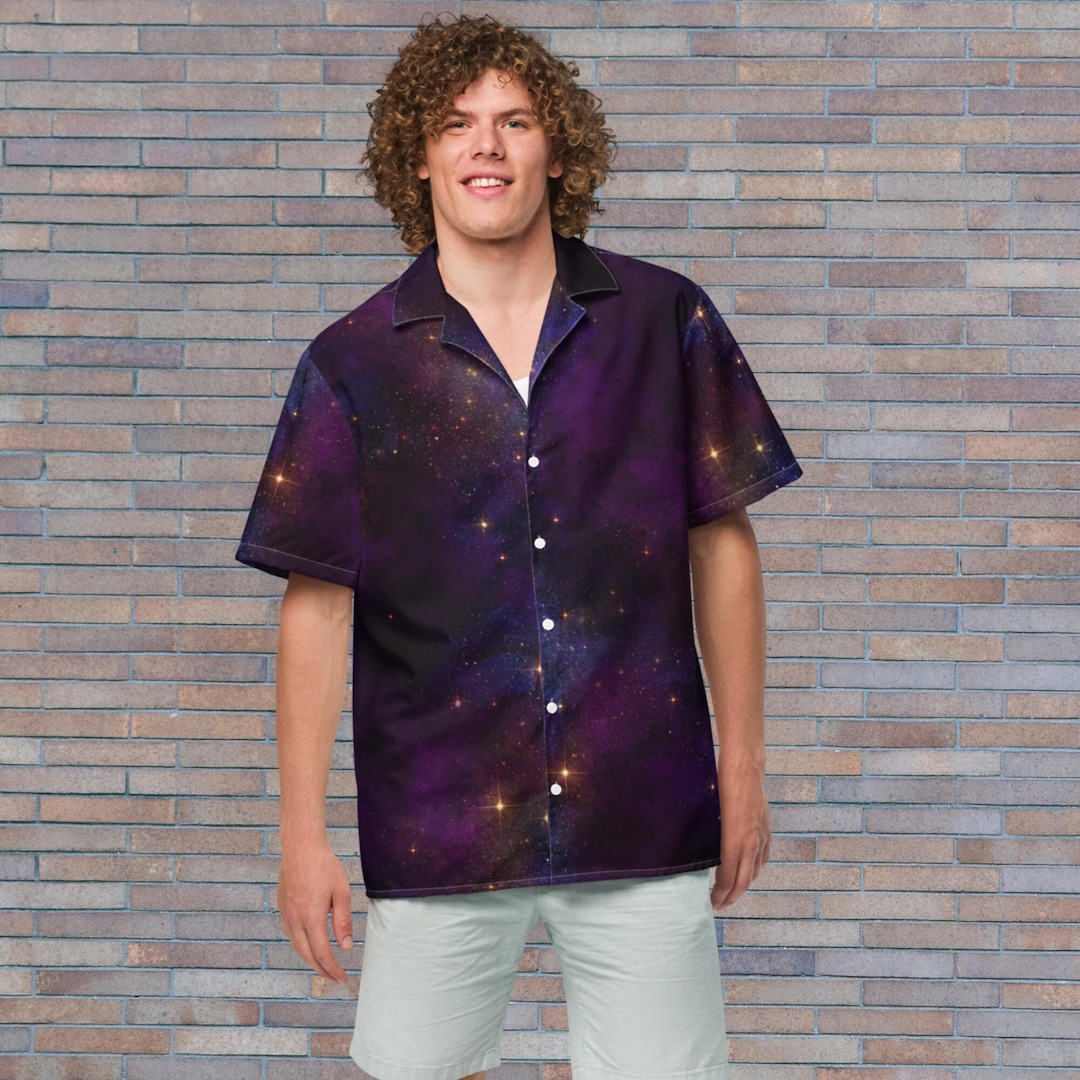 Violet Starry Night Dark Purple Galaxy Stars Unisex Button Shirt - Etsy