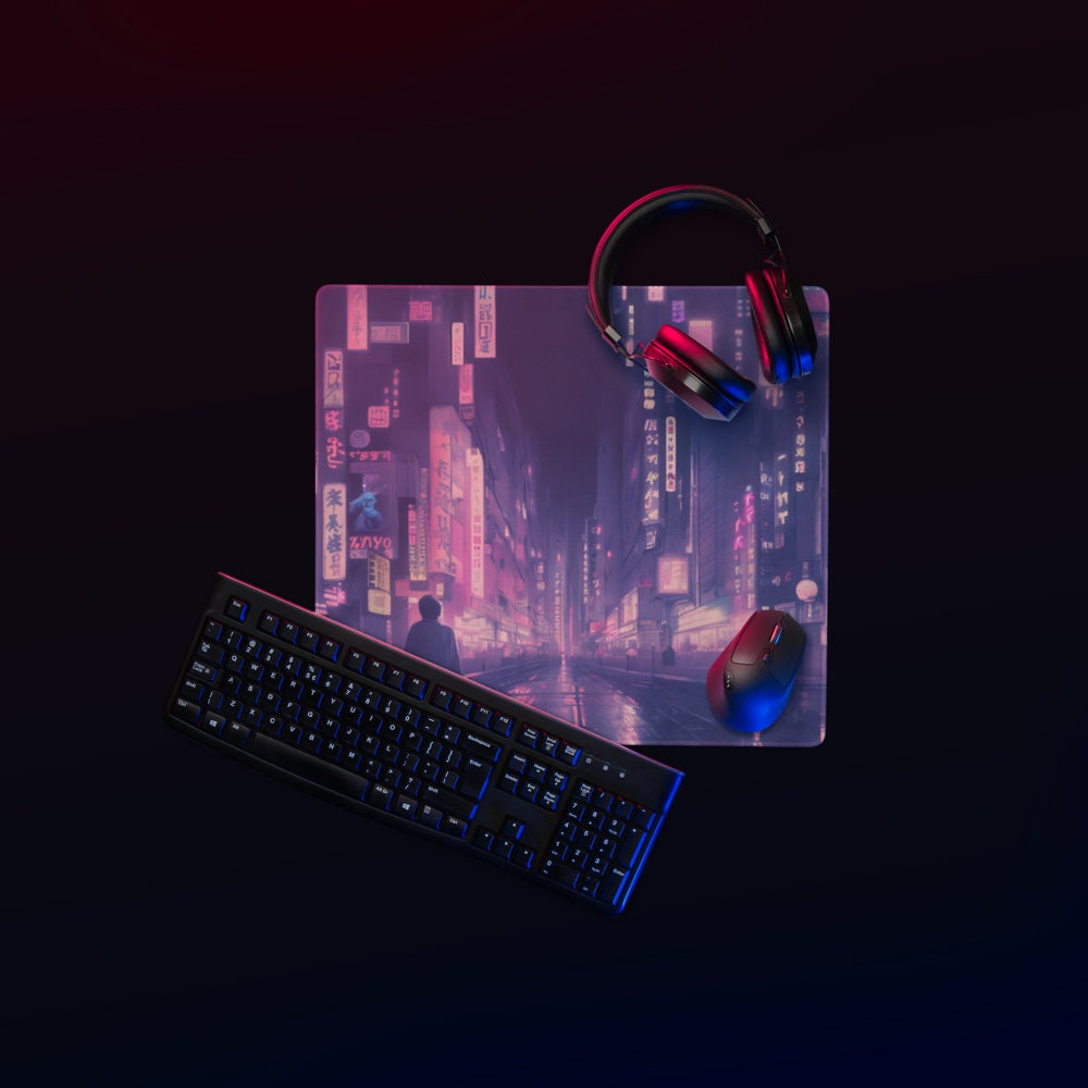 Neon Pink Streets of Tokyo Gaming Mouse Pad - Etsy
