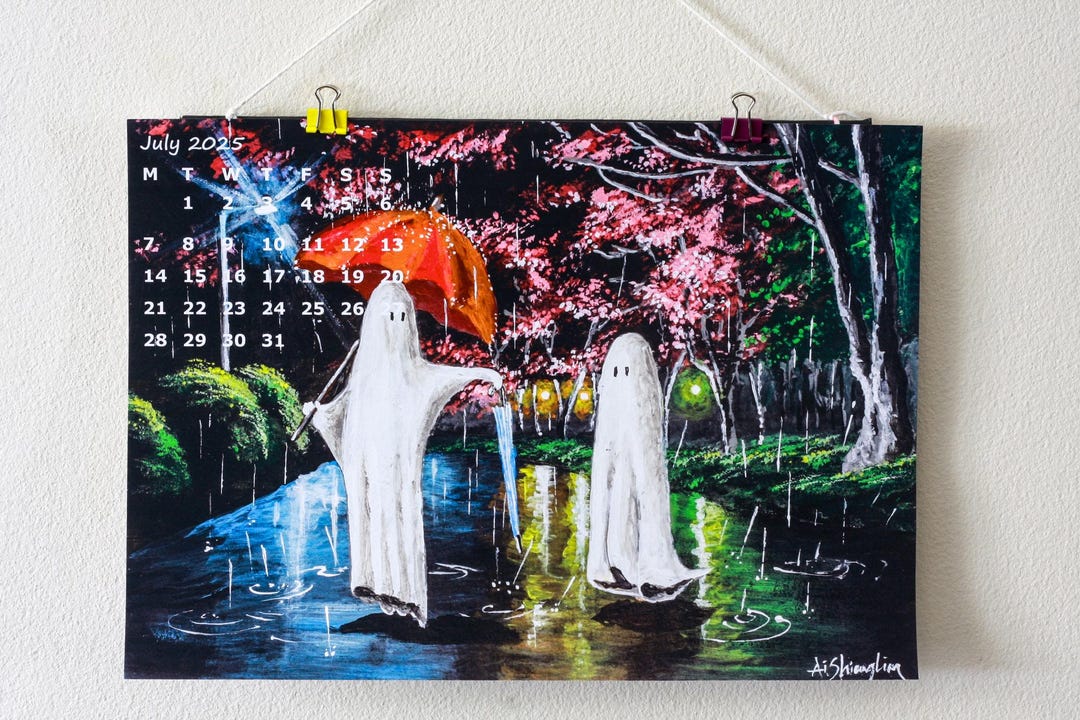 A4 Size 2025 Handmade Whimsical Ghost Wall Calendar Spooky Cute Ghost ...