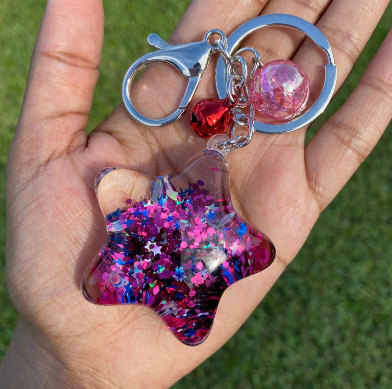 Star Keychain, Puff Star Keychain, Liquid Star Keychain, Cute Keychain ...