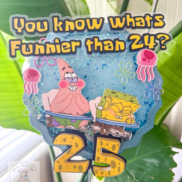 Spongebob Cake Topper 25th Birthday - Etsy