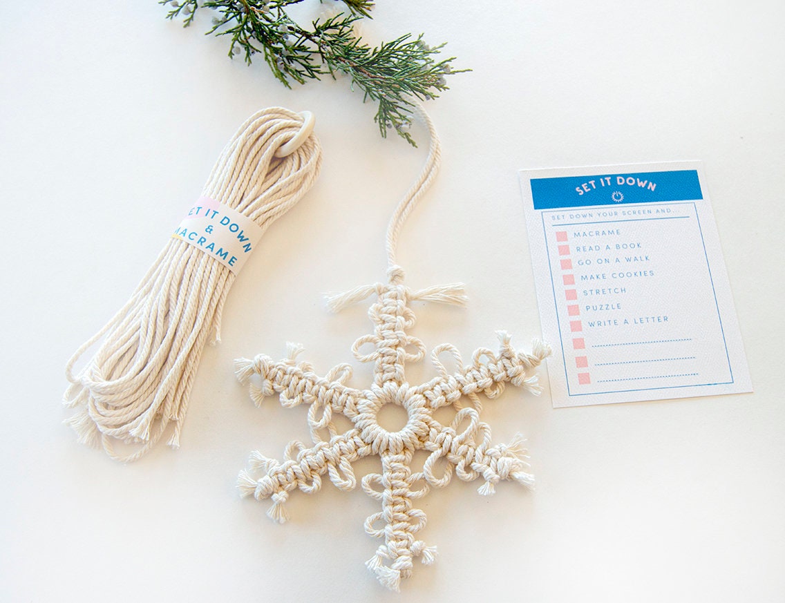 DIY Snowflake Macrame Kit - DIY Ornament, Christmas Craft Kit, DIY ...