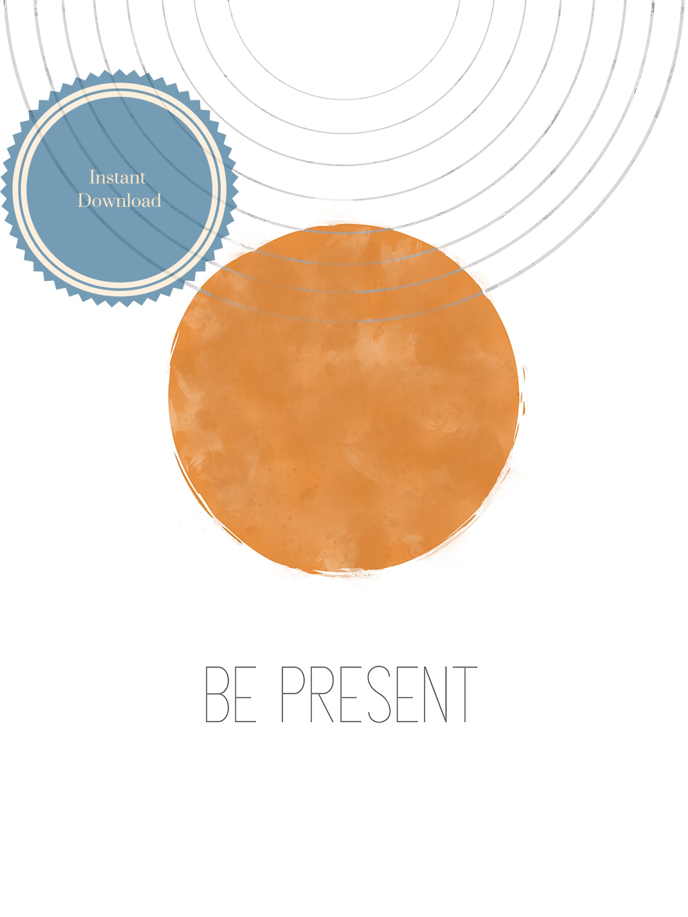 Be Present Full Moon Printable - Digital Download - Full Moon Wall Art ...