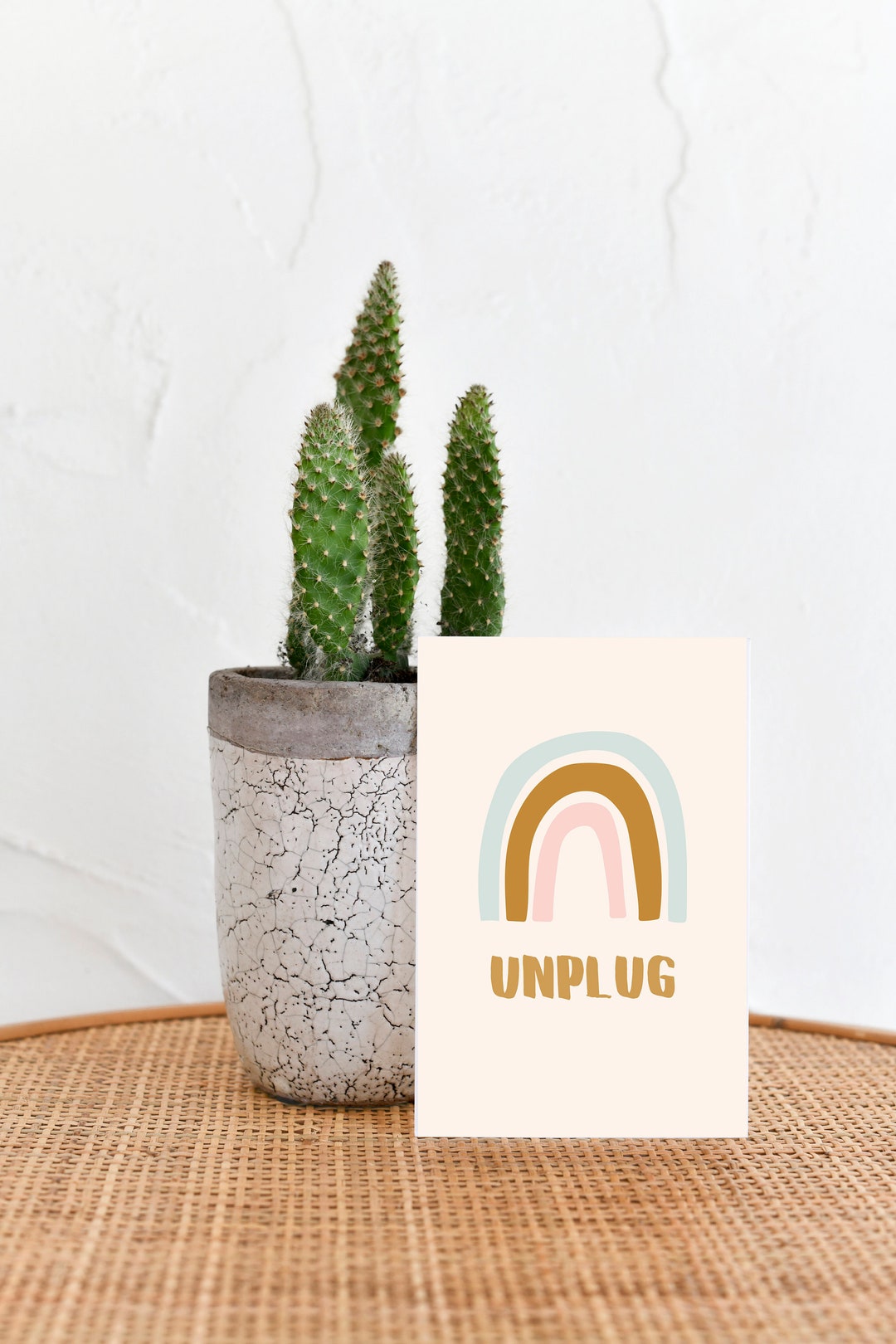 Unplug Sign Boho Rainbow Art Print | Abstract Rainbow Modern Art Wall ...