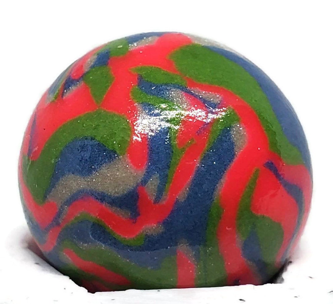 Handmade Clay Marble Pink Green and Blue Masterpiece Swirl Collectible ...