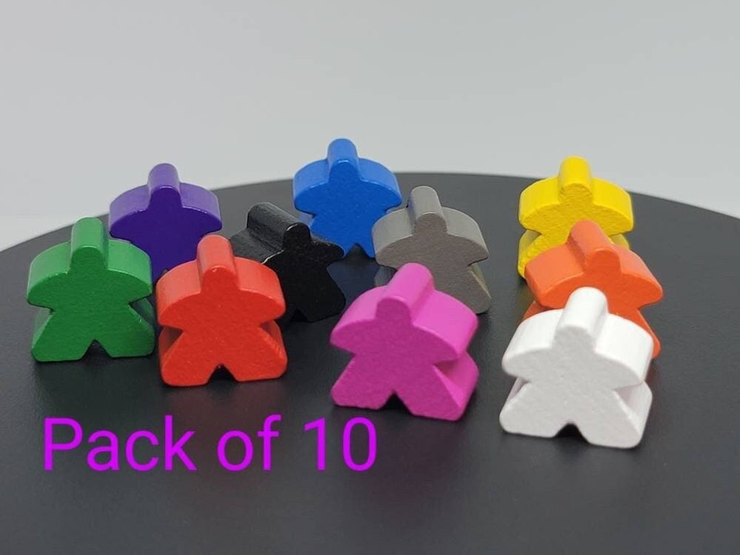 PACK OF 5 Wooden Meeples Game Pieces 16mm Standard Size Green Purple ...