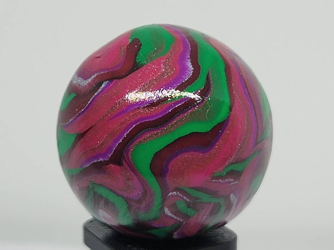 Handmade Clay Marble 1" Pink Rose Swirl - Collectible Handmade Marble ...