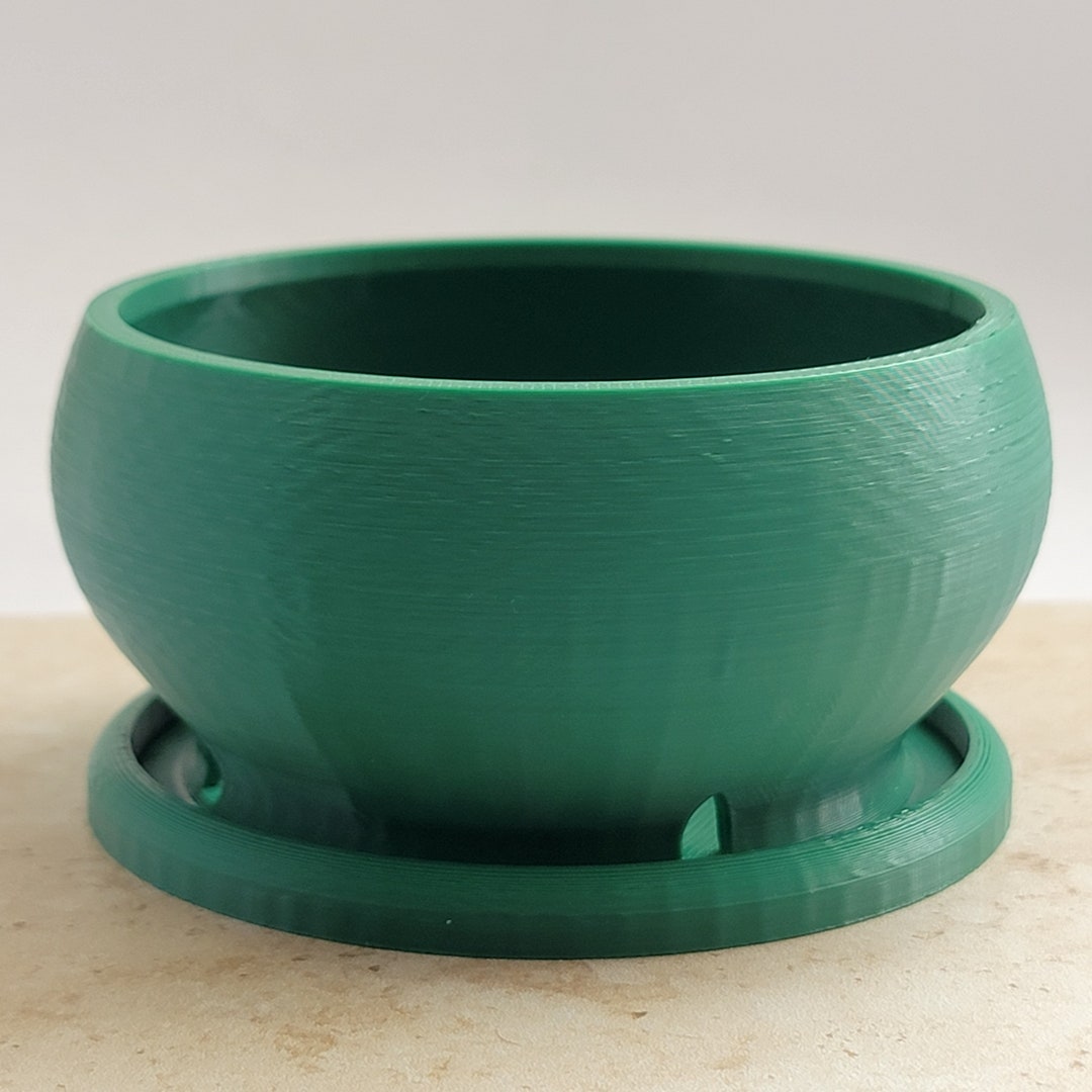 Small Round Succulent Flower Planter Pot 3.2" Green Shallow Bowl With ...