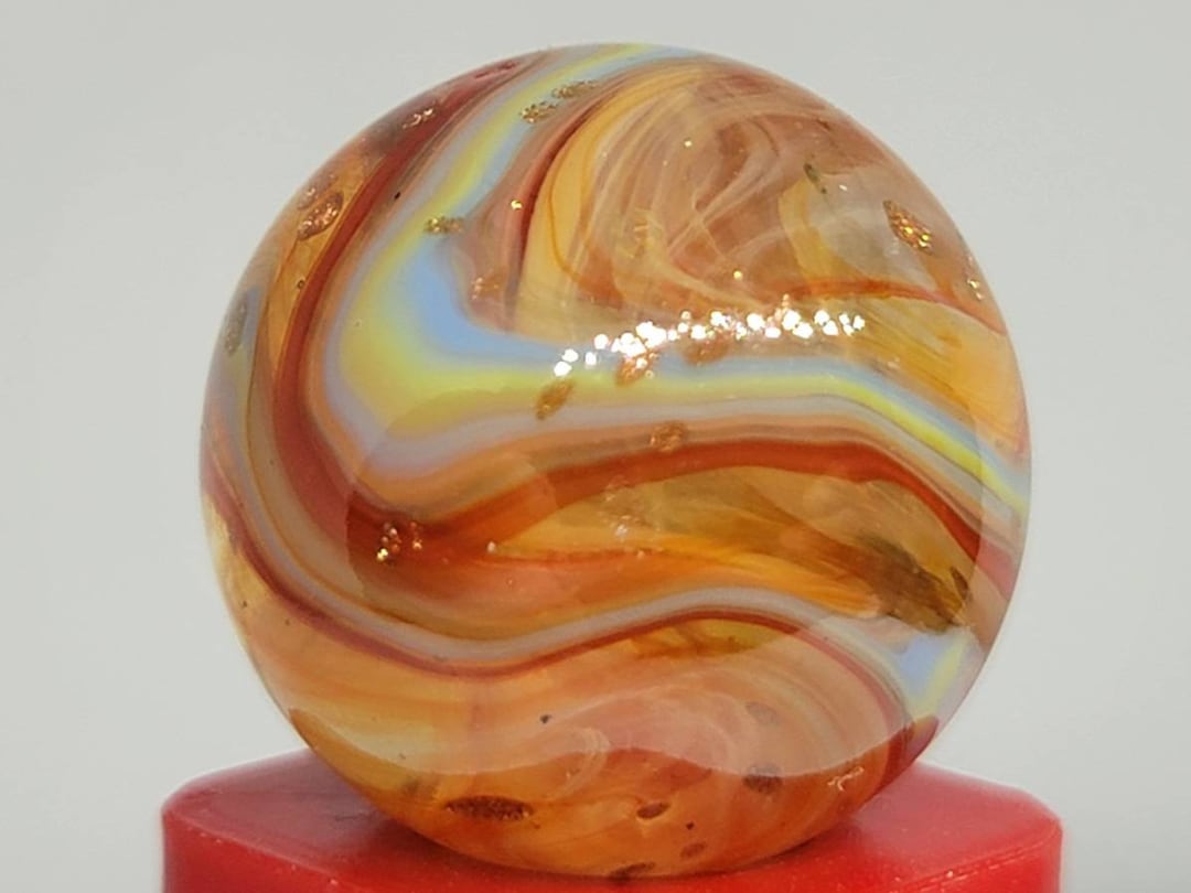 Rare Translucent Gold Fleck Swirl Marble .74" Glass Marble - Lot #2561 ...