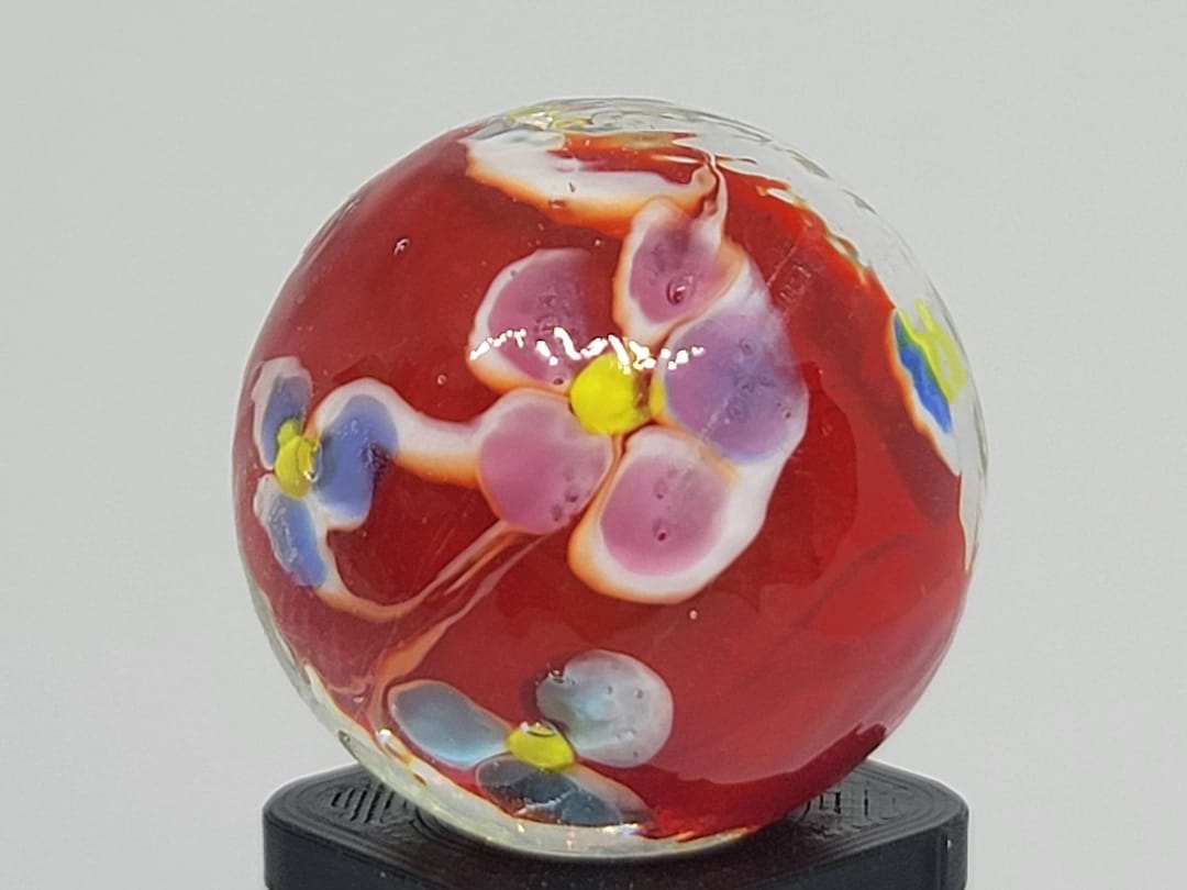 Glass Marble Golden Flower Garden .85" Collectible Game Piece Lot #3556 ...