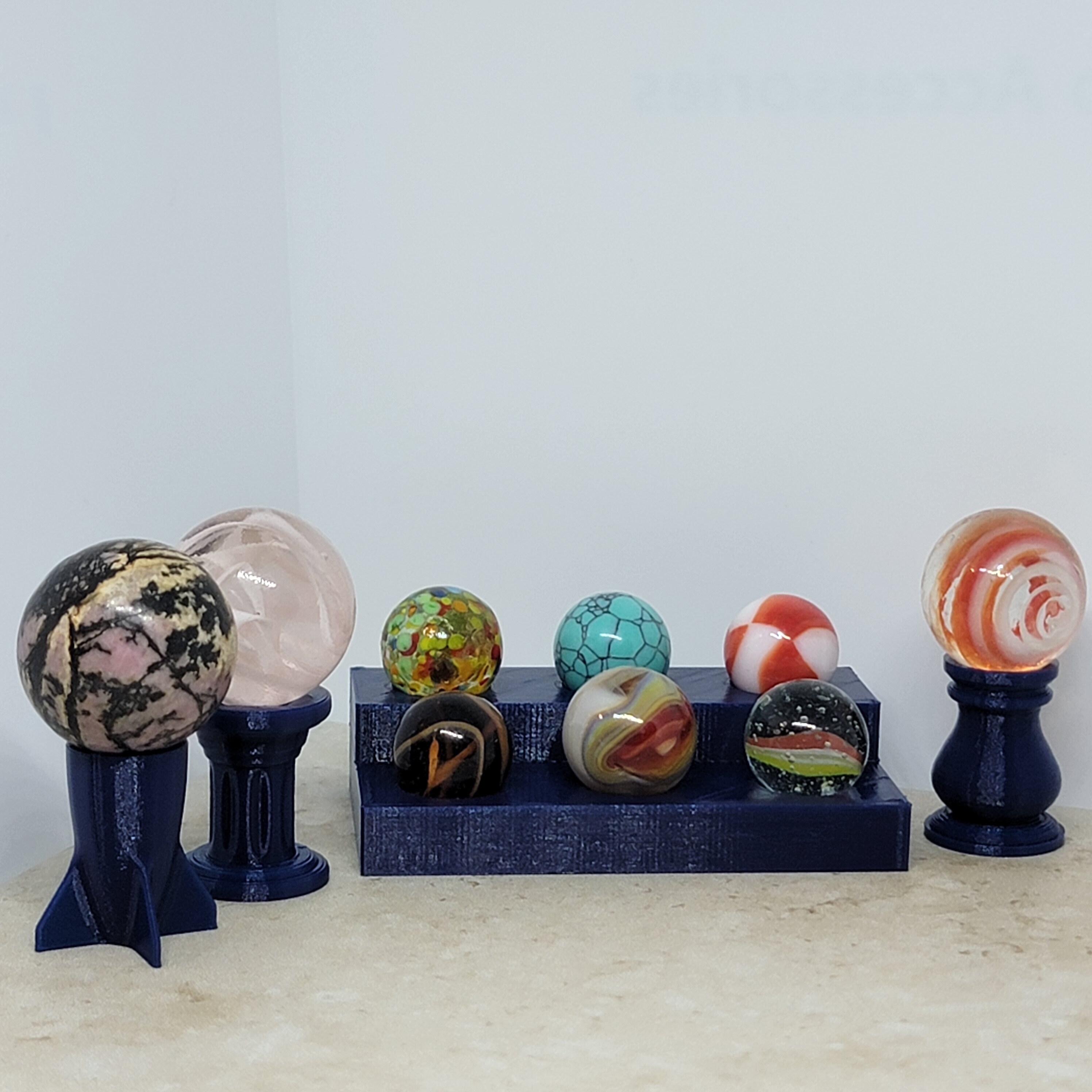 Navy Blue Marble Displays for 5/8" to 3/4" Marbles Sphere Holder ...