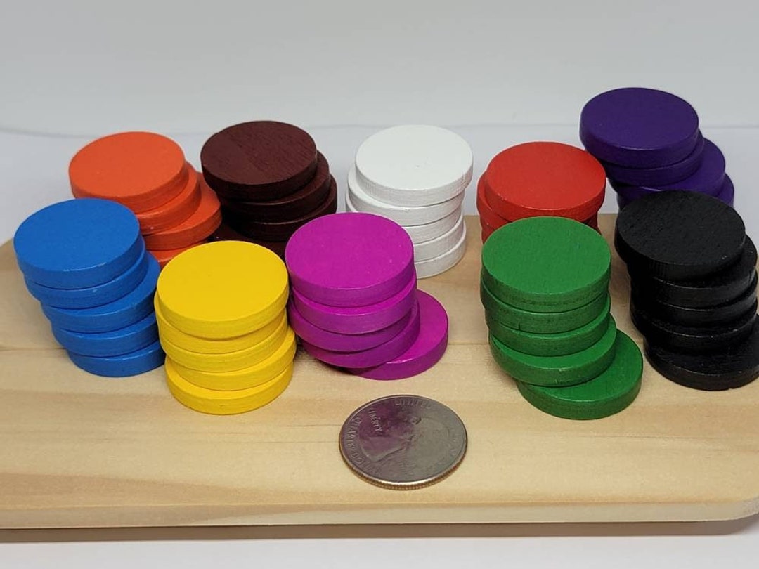 Pack of 5 Choice of Color Wooden Disc Game Pieces Board Game ...