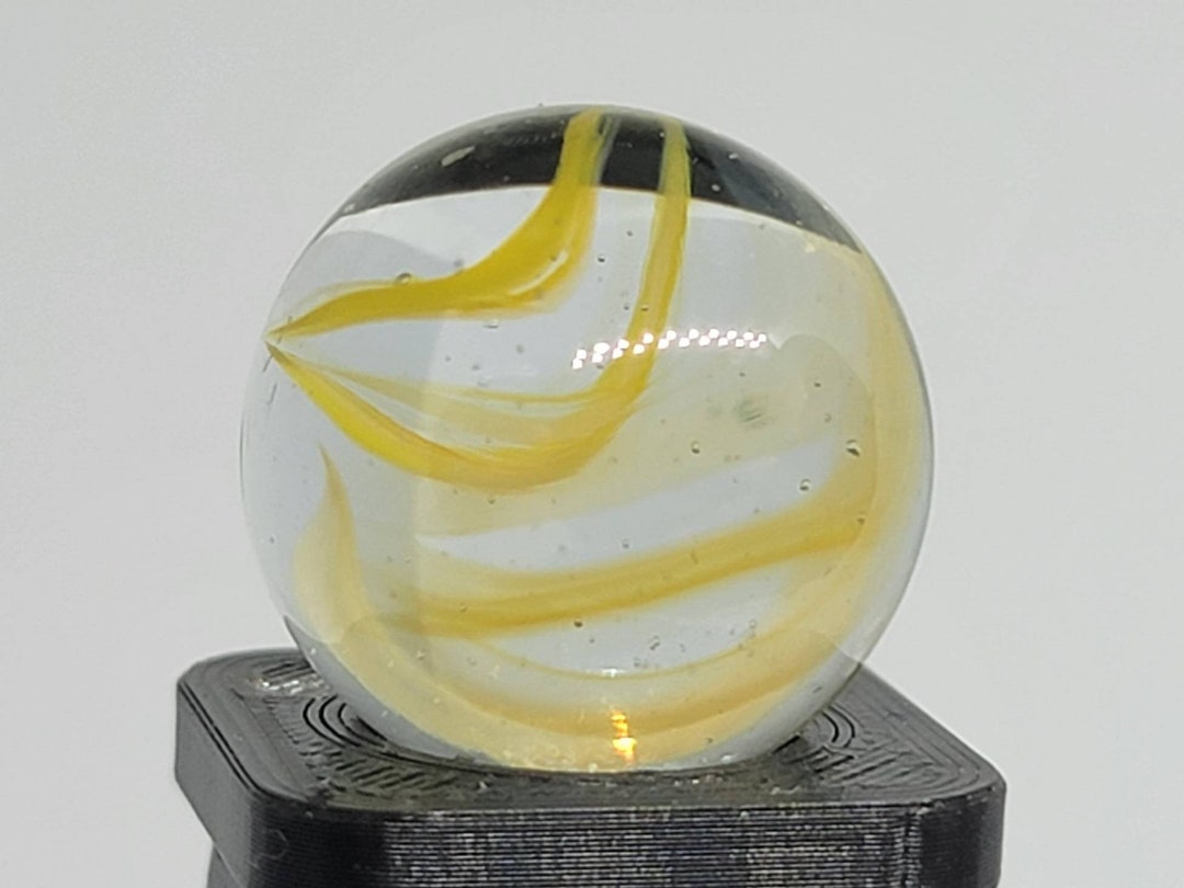 White and Yellow Hybrid Cat Eye Vintage Game Marble .6" Collectible Old ...