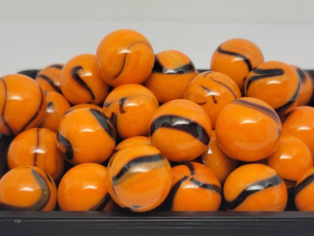 Pack of 10 Mega Marbles Bengal Tiger Player Marbles 5/8" Orange With ...