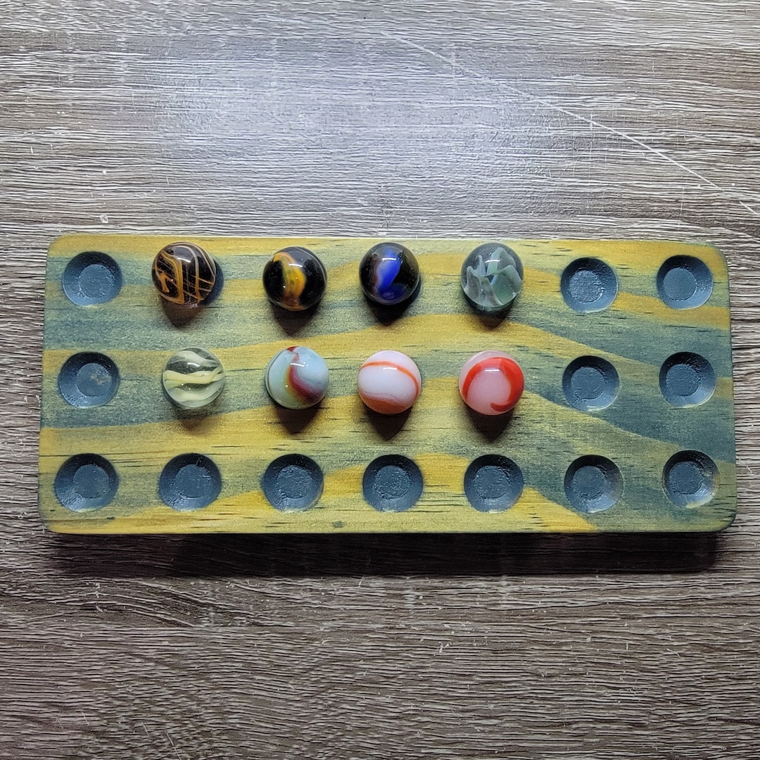 Wooden Marble Display Holds 21 Marbles up to 3/4 Marbles or Spheres ...