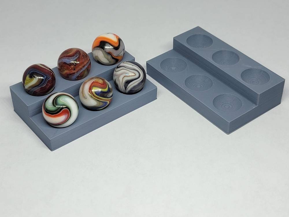 Pack of 2 Marble Displays - 2 Tier Holds 6 Marbles Each 5/8" - Sphere ...
