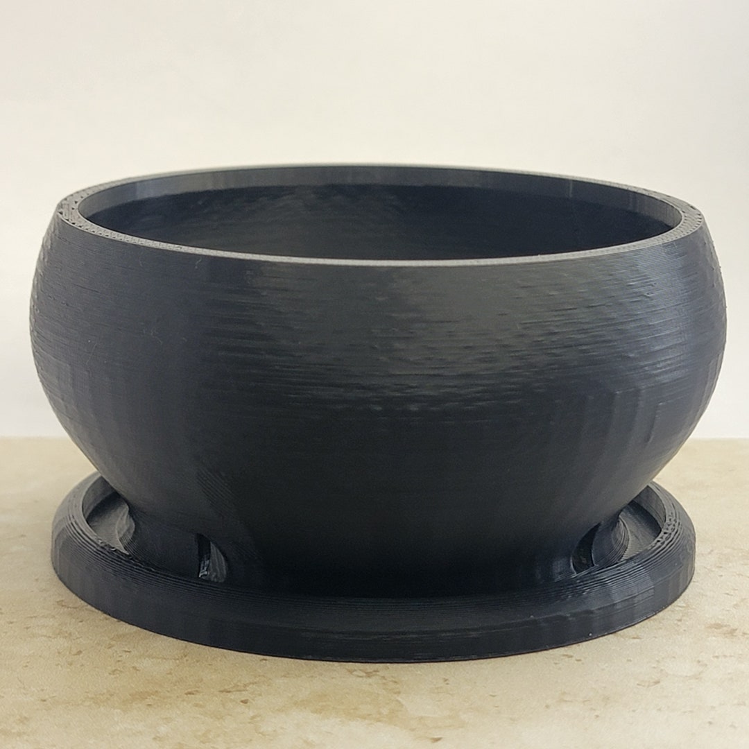 Small Round Succulent and Flowers Planter Pot 3.2" Black Shallow Bowl ...