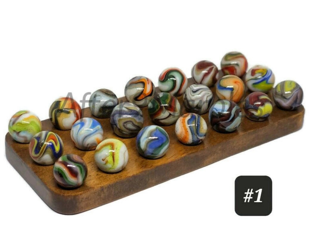 Wooden Marble Display Holds 21 Marbles up to 3/4" Marbles or Spheres ...