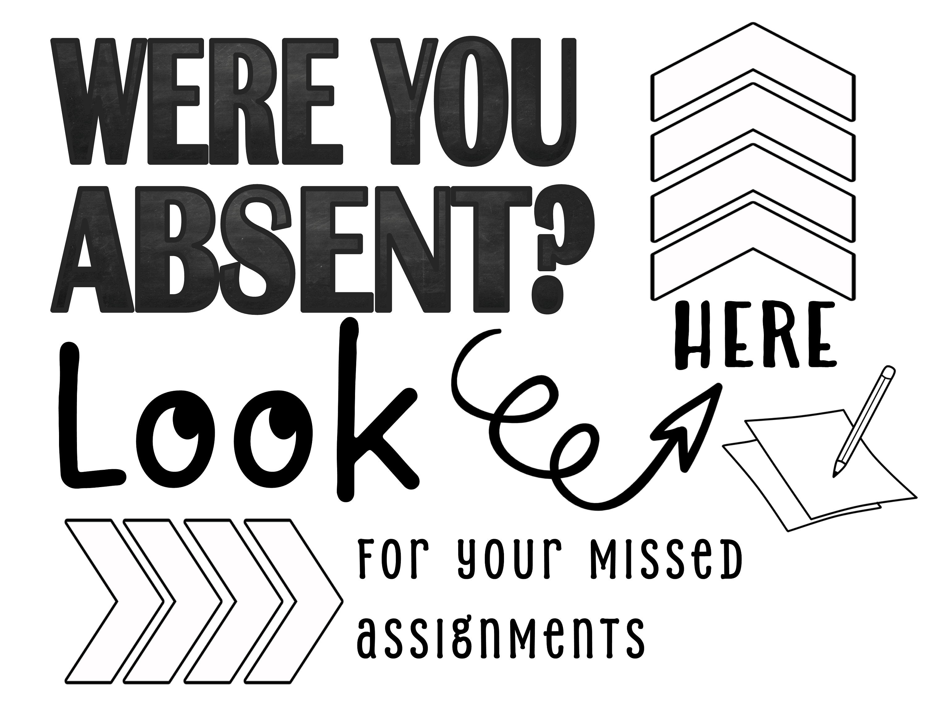 Were You Absent INSTANT DOWNLOAD Sign for Classroom - Etsy